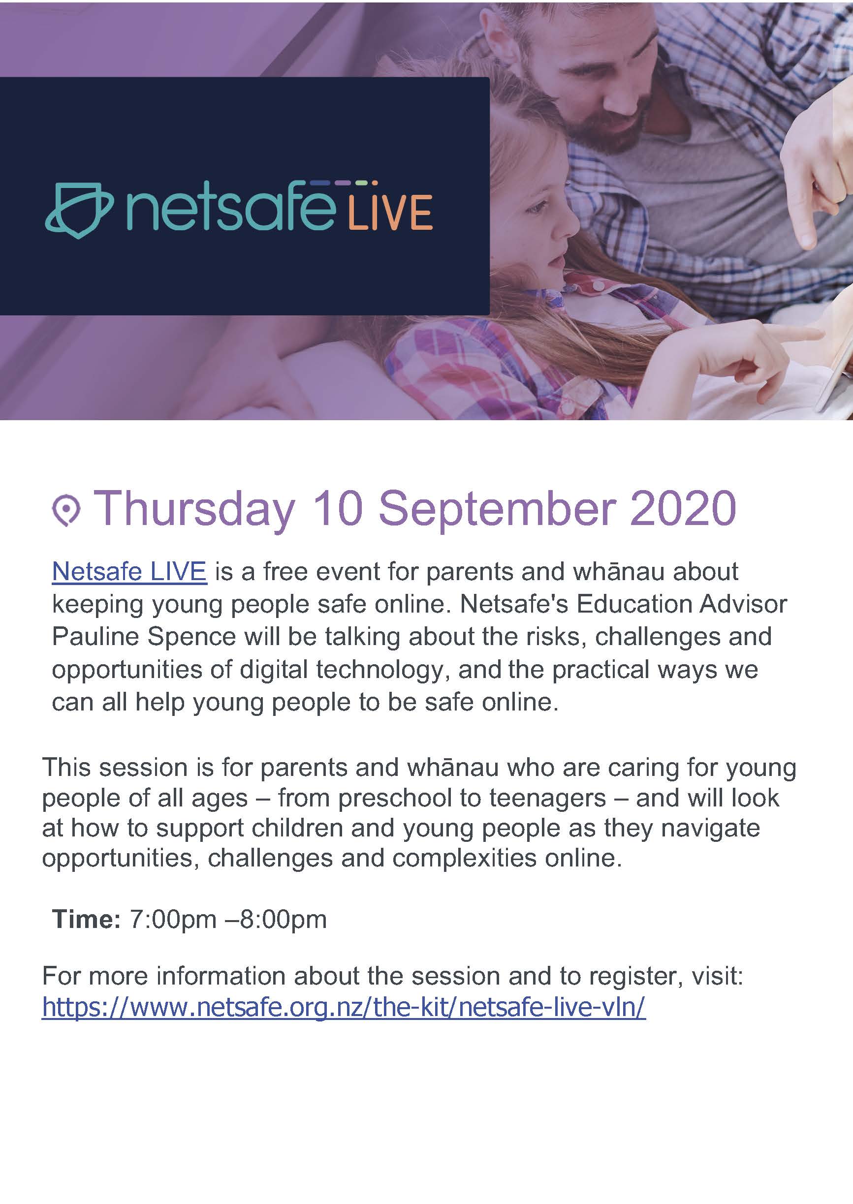 Netsafe Live Free Event For Parents And Whanau - Carmel College